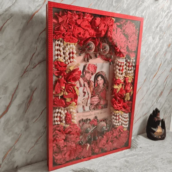 Artificial Varmala & Kalire Preservation Photo Frame