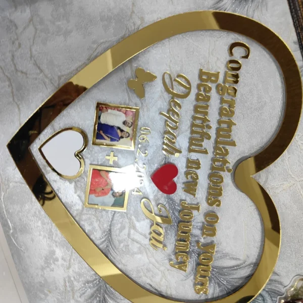 Personalized Wedding Resin Heart Frame | 12-Inch Congratulation Gift