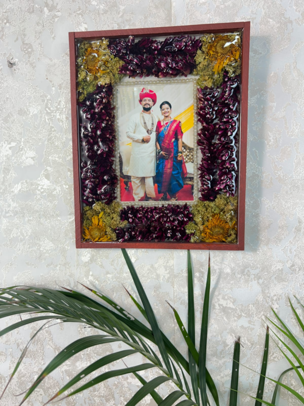 Personalized Rose & Sunflower Jaimala Photo Frame - Order Now!