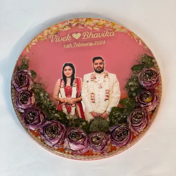 Buy Bespoke Pink Jai Mala Flower Pearl Preserve Epoxy Frame