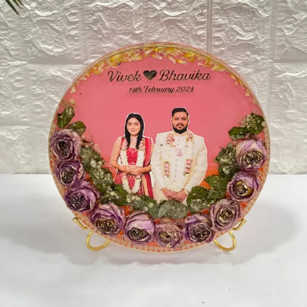 Buy Bespoke Pink Jai Mala Flower Pearl Preserve Epoxy Frame