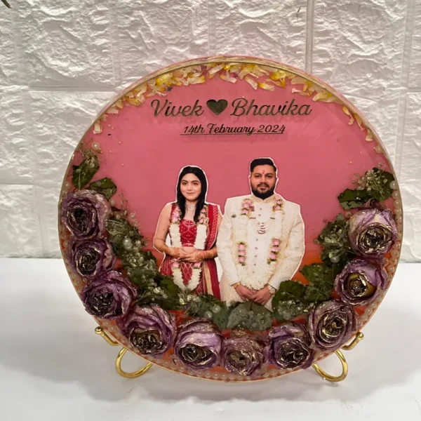 Buy Bespoke Pink Jai Mala Flower Pearl Preserve Epoxy Frame