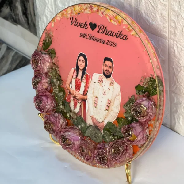 Buy Bespoke Pink Jai Mala Flower Pearl Preserve Epoxy Frame