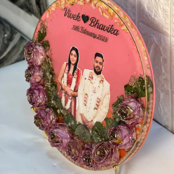 Buy Bespoke Pink Jai Mala Flower Pearl Preserve Epoxy Frame